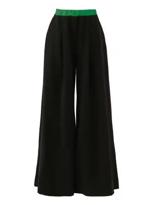 JULIA ALLERT Wide-leg Trousers With Elastic Waistband - Black/green