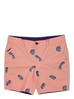 LORDS OF HARLECH Embroidered Flat Front Shorts - Pink/blue