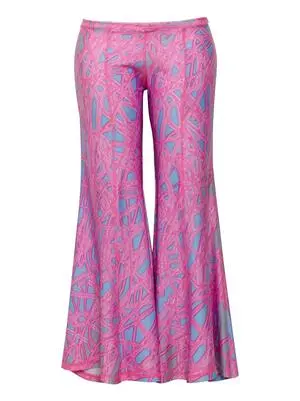 PALOMA LIRA Printed Lycra Low-rise Flare Pants - Pink