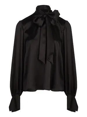 THE SUMMER EDIT Pussybow Blouse - Black