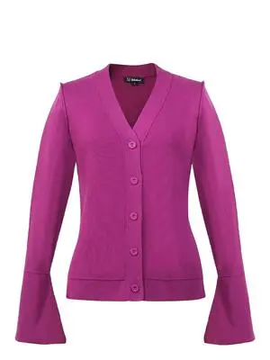 SMART AND JOY V-neckline Buttoned Cardigan - Purple