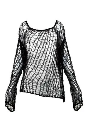 PALOMA LIRA Hand Knitted Open Weave Sweater - Black