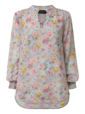 JAMES LAKELAND James Lakeland Vintage Floral Print Blouse Blue/gray/green/orange/pink/yellow