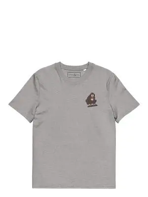 ANCHOR & CREW Heather D J Monkey Organic Cotton Embroidered T-shirt - Grey