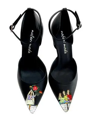 NAFARI MODA Zal Napa Leather Pumps - Black