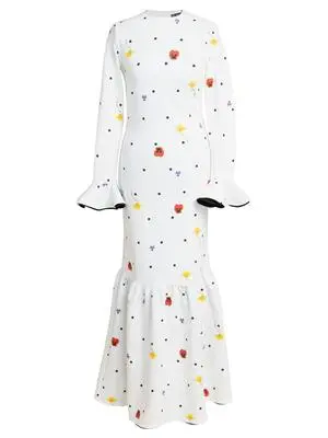 RAINSISTERS Floral Print Long Sleeve Maxi Dress - White