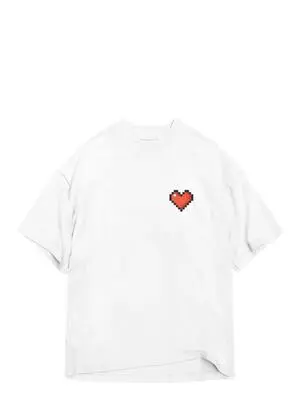 MYSIMPLICATED White / Red Oversized White T-shirt With Heart Logo - White/red