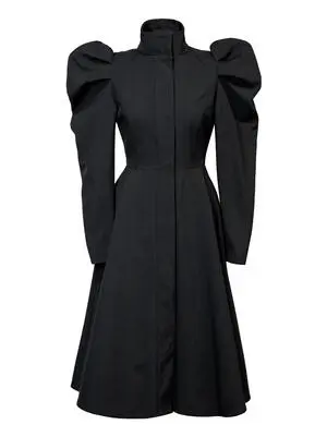 RAINSISTERS Balloon-sleeve Trench Coat - Black