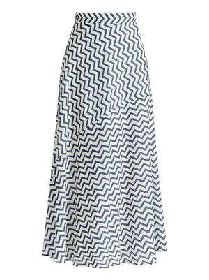 PAISIE Zigzag Maxi Skirt - Blue/white
