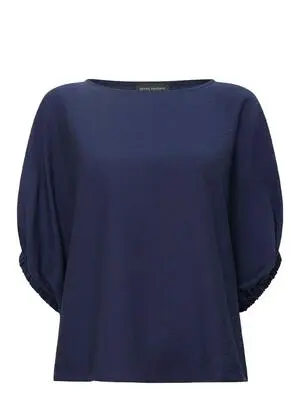 JAMES LAKELAND Gathered Batwing Sleeve Blouse - Blue