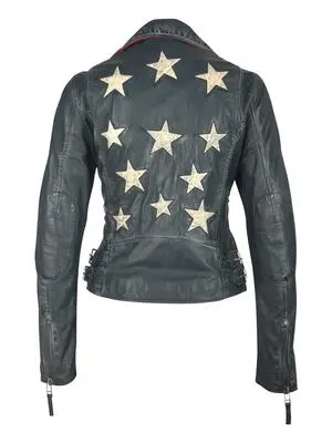 Mauritius Christy RF Star Detail Leather Jacket Blue