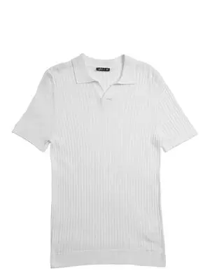 EIGHT X Ribbed Knit Polo - White