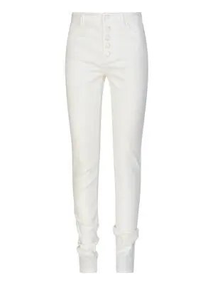 CIRCULAR PATH Button Fly Skinny Jeans - White