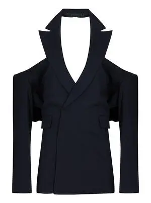 AYA DESIGN Classic Double-breasted Tailored Coat - Black