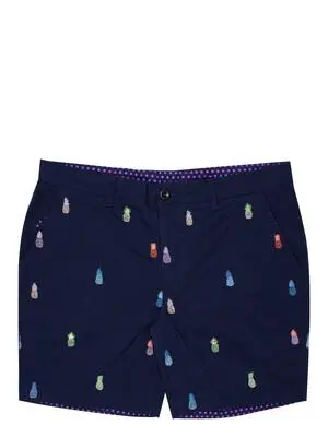 LORDS OF HARLECH Embroidered Flat Front Short - Blue/green