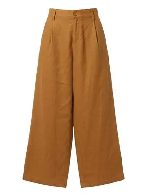 ASHITA FERNANDES High-waisted Wide-leg Linen Trousers - Yellow