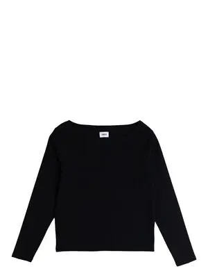 Vænn Babywool Long Sleeve Wide Neck Crew - Black
