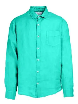 Haris Cotton Long Sleeved Front Pocket Linen Shirt Island - Green