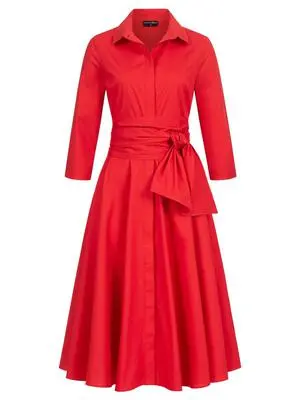 MARIANNA DÉRI Shirtdress With Tie Belt - Red