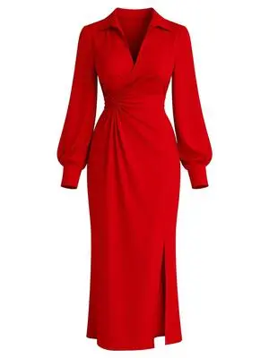 GIRL IN MIND Kelly Wrap Over Maxi Dress - Red