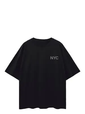 X ILONA BLUE Classic Cotton Tee With Graphic - Black/white