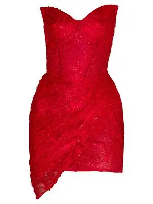 ANGELIKA JOZEFCZYK Mini Lace Dress - Red