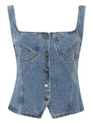 CÓTIER DENIM Soleil Denim Top - Blue
