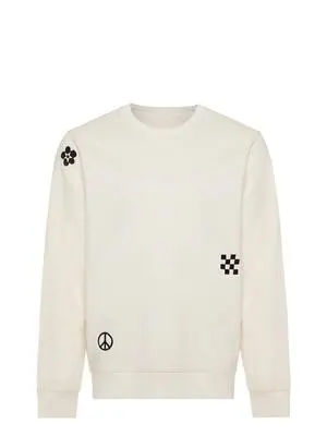 INGMARSON Symbols Embroidered Relaxed Fit Sweatshirt - Beige