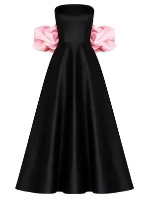 Mac Duggal Satin Off-the-shoulder Puff Sleeve Ball Gown - Black