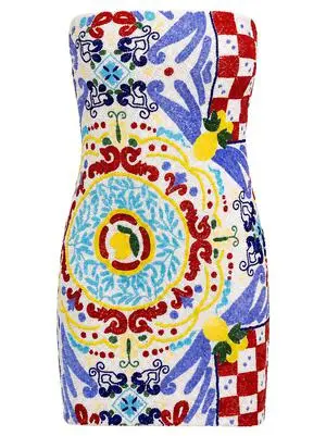 SELF-ADORE Hand-beaded Embellished Mini Dress - White/red