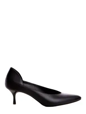 THE 5TH ELEMENT Celine Leather Kitten Heels - Black
