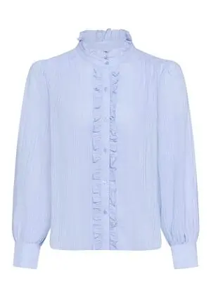 GUINEA Frill-Fronted Cotton Blouse