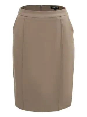 SMART AND JOY Straight Skirt With Stitched Folds - Brown