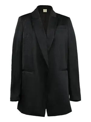 SMART AND JOY Satin Blazer - Black