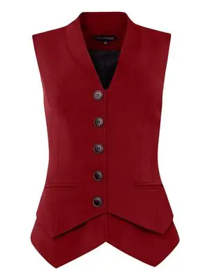 TIA DORRAINE Fitted Single-breasted Waistcoat - Red