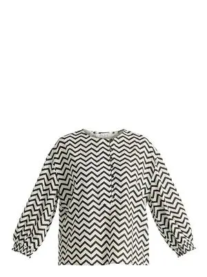 PAISIE Buttoned Top In Zigzag Pattern - Black/white