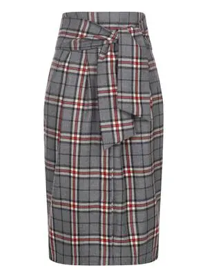 MARIANNA DÉRI Plaid Wool Tulip Skirt - Grey