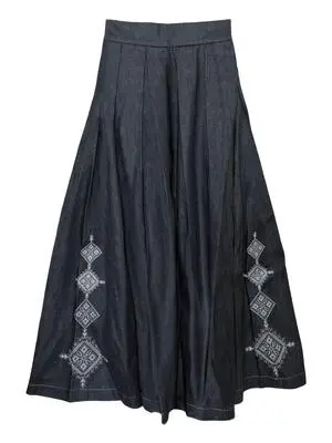 L2R THE LABEL Embellished Denim Maxi Skirt - Grey