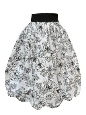 FROCK TALES Floral Print Puffball Skirt - Black/white