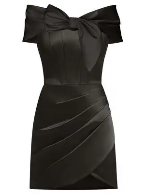 TIA DORRAINE Off-shoulder Mini Dress - Black