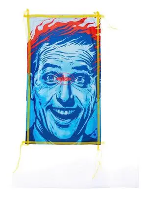 MYSIMPLICATED Blue / White / Red Oversized White T-shirt With Blue Face Print - Blue/white/red