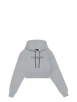 KAPTURE Logo-print Cropped Hoodie - Grey