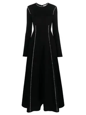 NISSA Rhinestone-embellished Viscose Midi Dress - Black