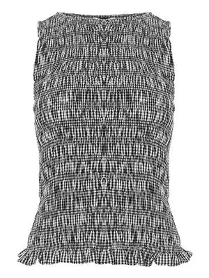 AMY LYNN Gingham High Neck Top - Black