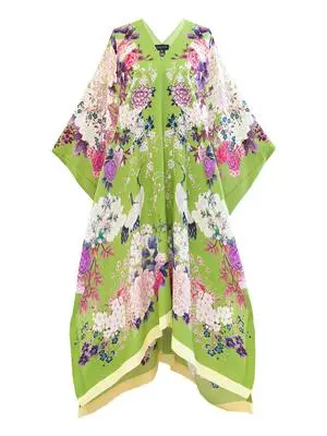 MENG Floral Print Silk Georgette Kaftan - Green
