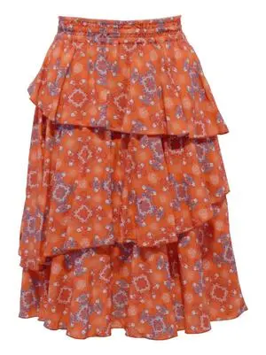 MORRATO BALI Lynette Ruffle Midi Skirt - Orange