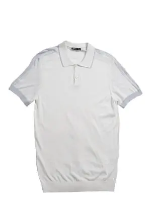 EIGHT X Blue / White Knit Polo With Shoulder Design White And Blue - Blue/white
