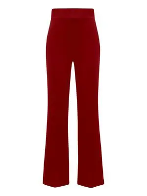 TIA DORRAINE High-waist Flared Leg Trousers - Red