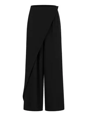 CLOTHES BY LOCKER ROOM Wide-leg Trousers With Wrap Detail - Black