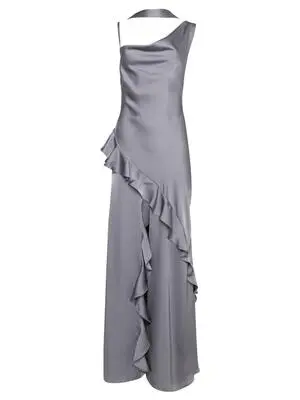 FOREVER YOUNG THE LABEL Adaline Satin Maxi Dress - Silver